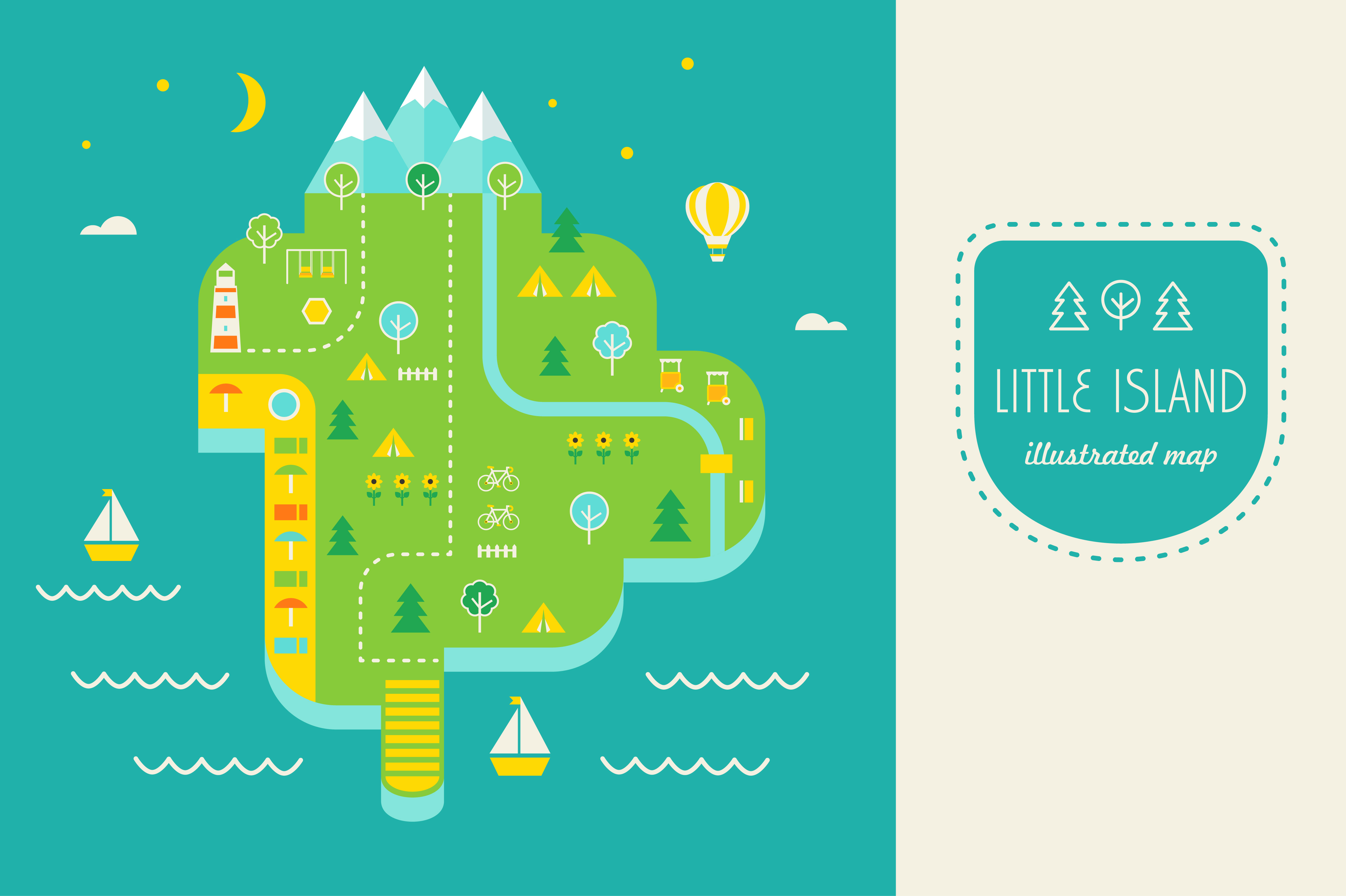 Resort Island Illustrated Map, an Illustration by Julia Batsheva