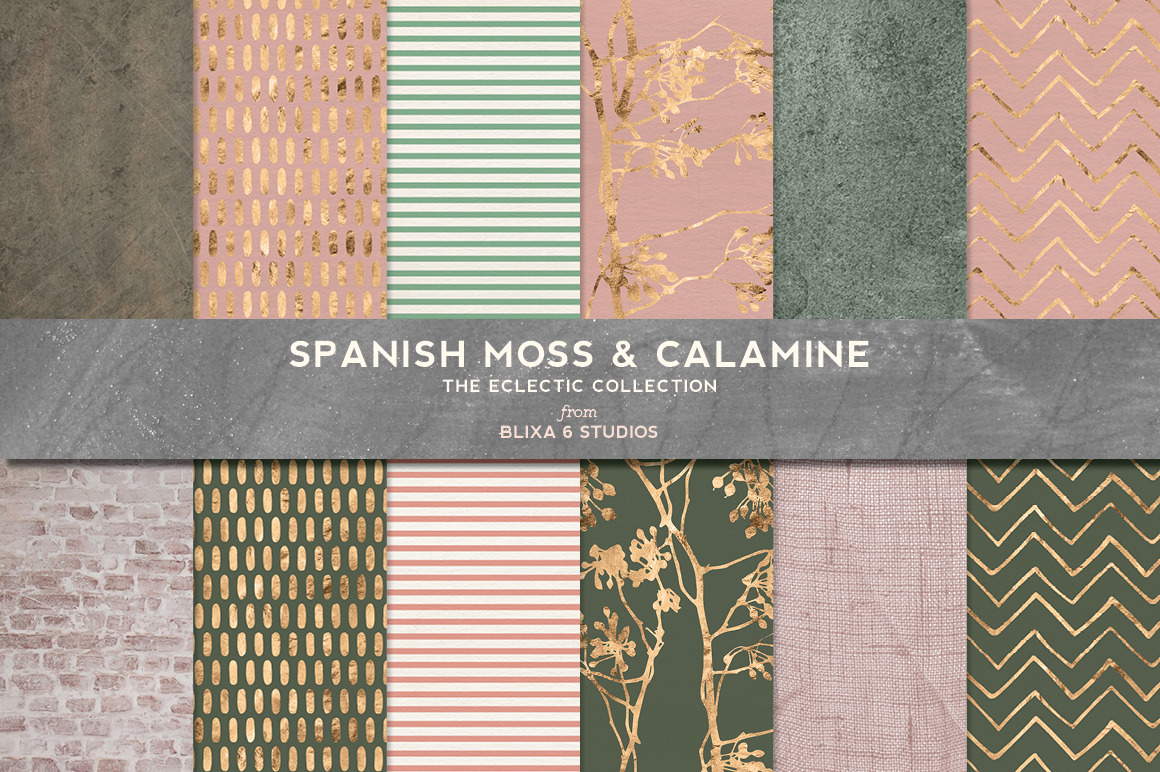 Spanish Moss & Calamine Gold Pattern, a Pattern Graphic by Blixa 6 Studios