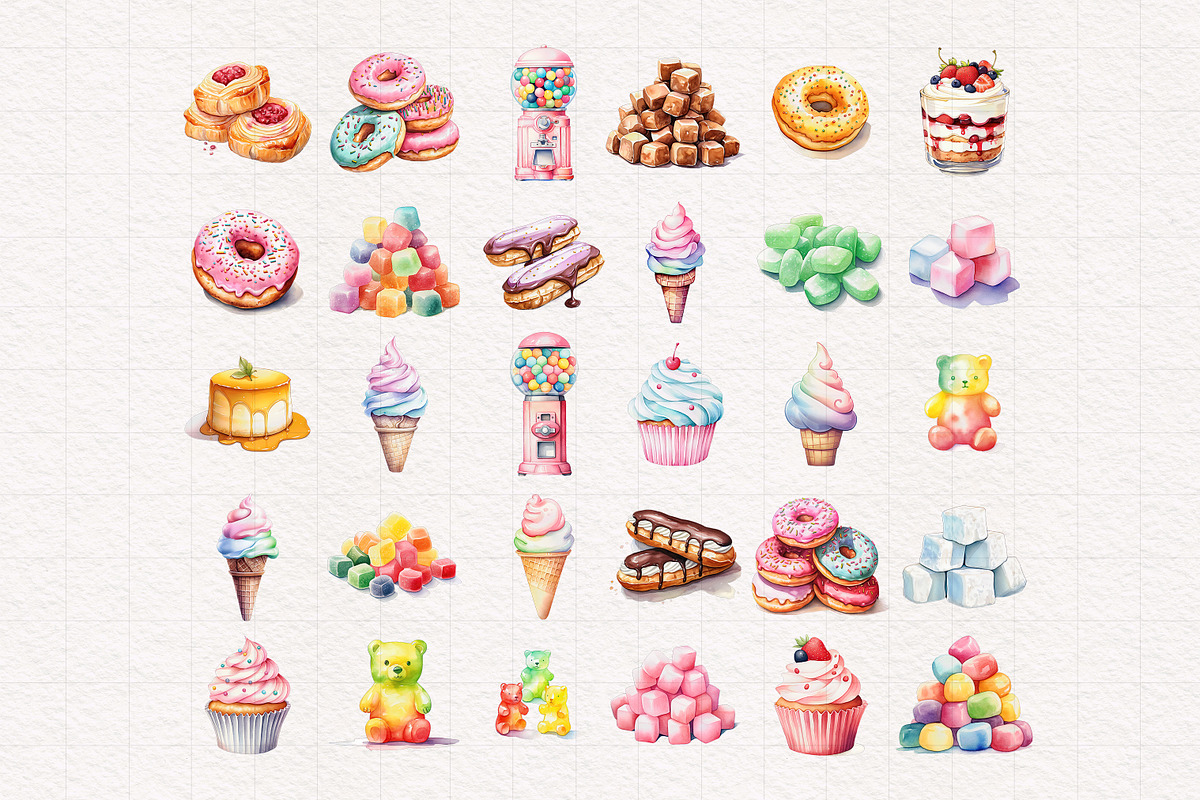 Sweet Treats Clipart Bundle, a Food Illustration by PaintPixelCo