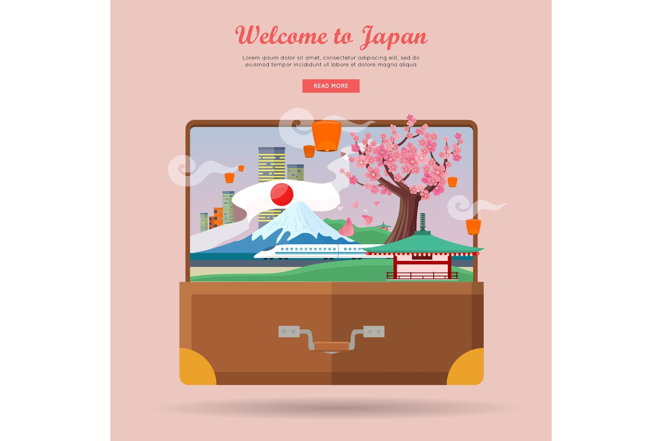 Welcome to Japan, Travel Poster, a Decorative Illustration by robuart