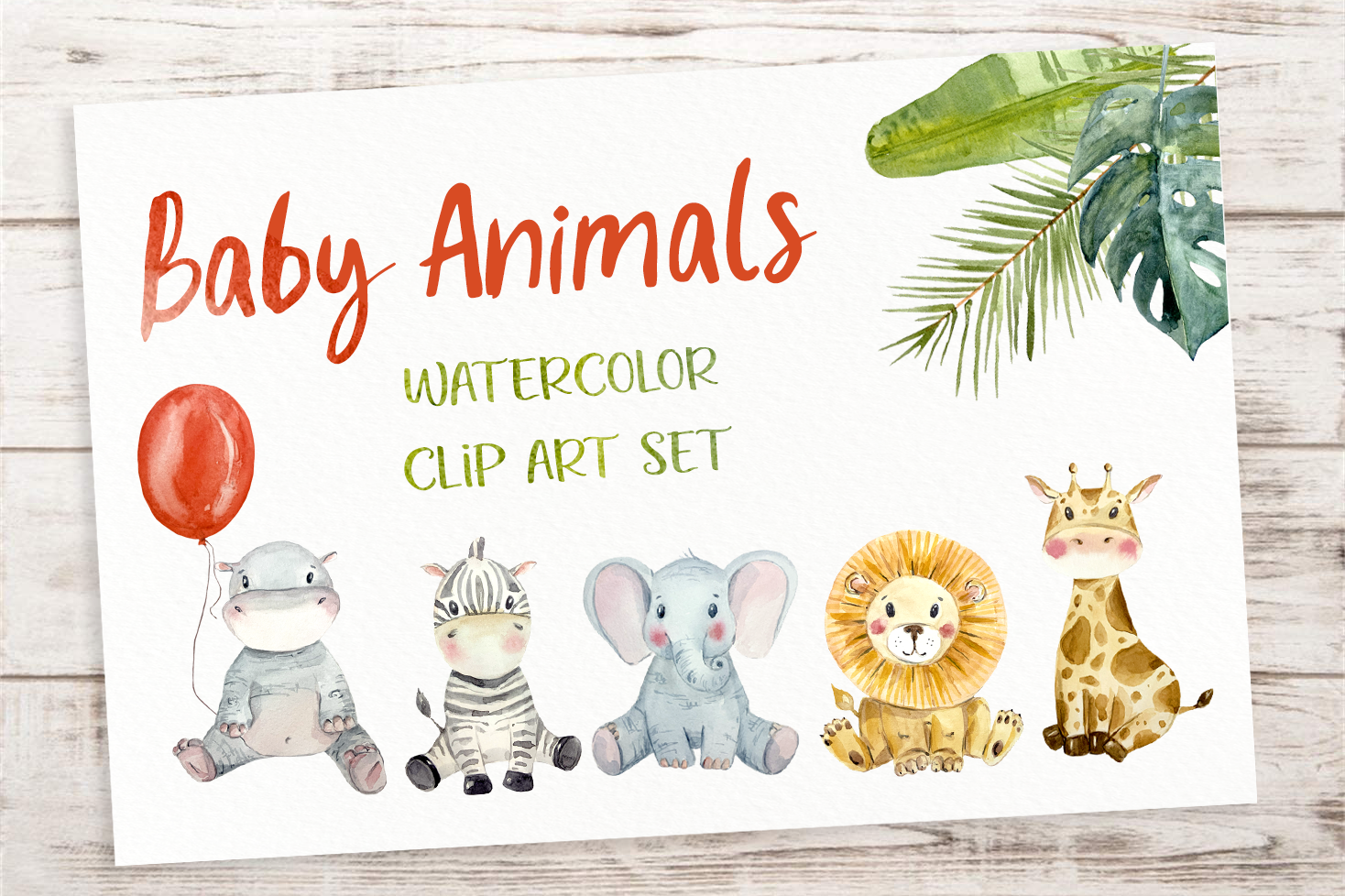 Baby Animals Watercolor Clip Art Set, an Animal Illustration by Tati Bordiu