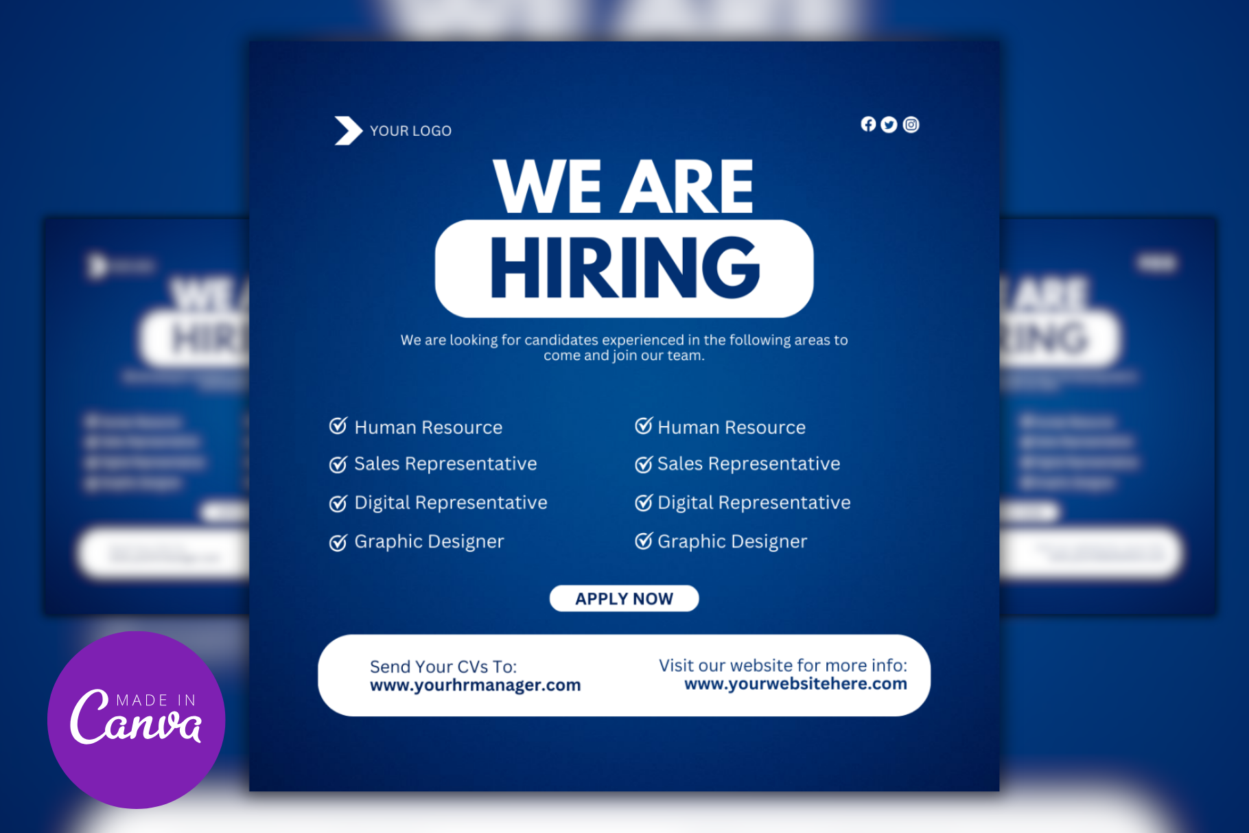 Hiring Canva Design Template | Creative Market