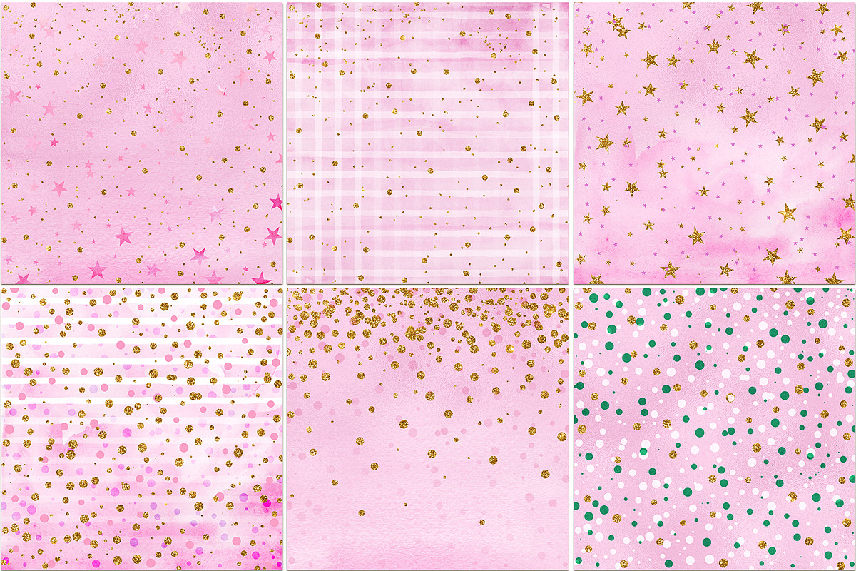 12 Pink confetti digital papers, a Pattern Graphic by PixelJungle