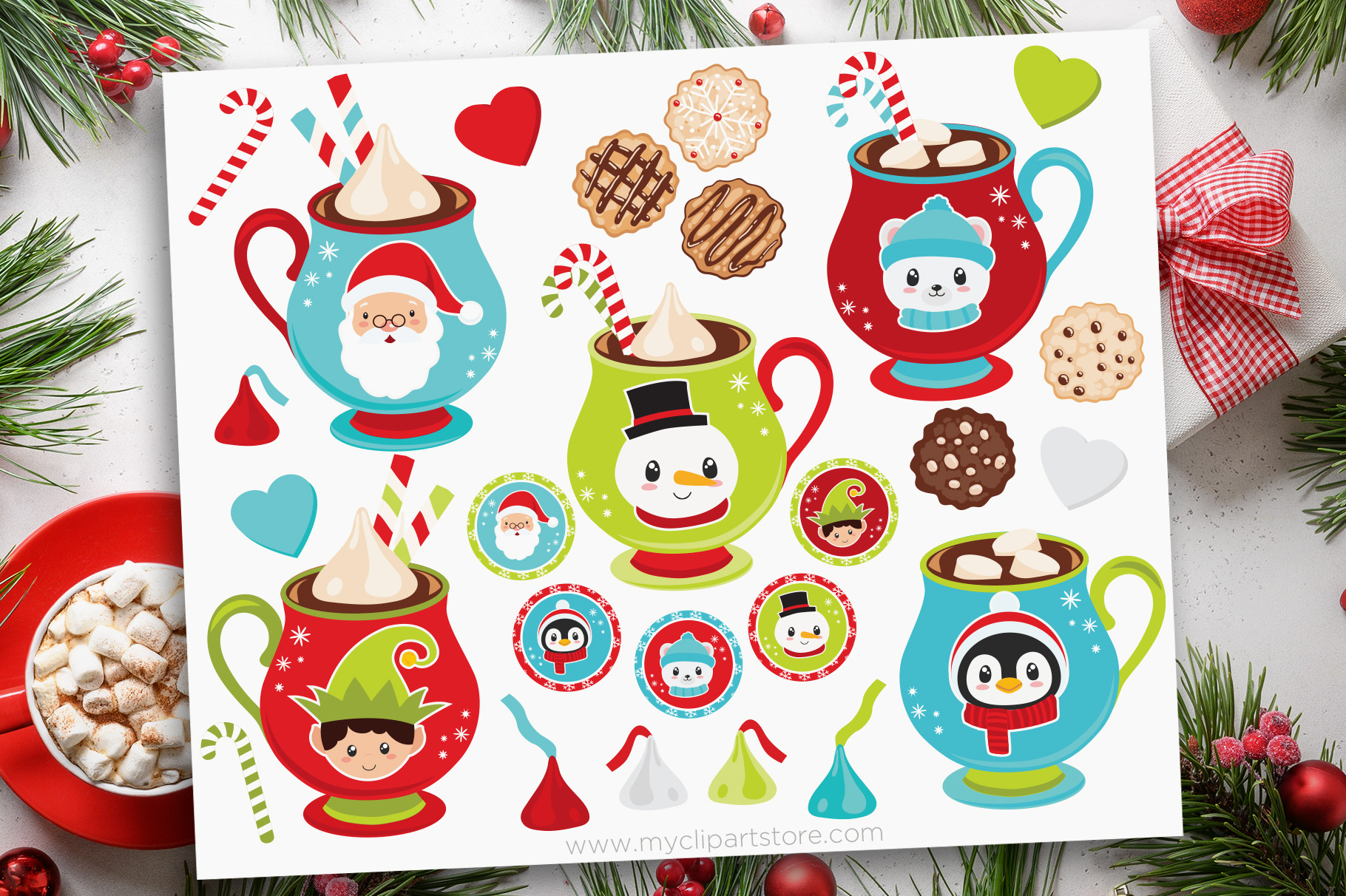 Hot Chocolate, Christmas Clipart, an Illustration by MyClipArtStore