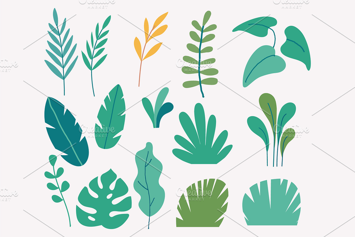 Flat Vector set of Plants, a Decorative Illustration by Vector_Art ...