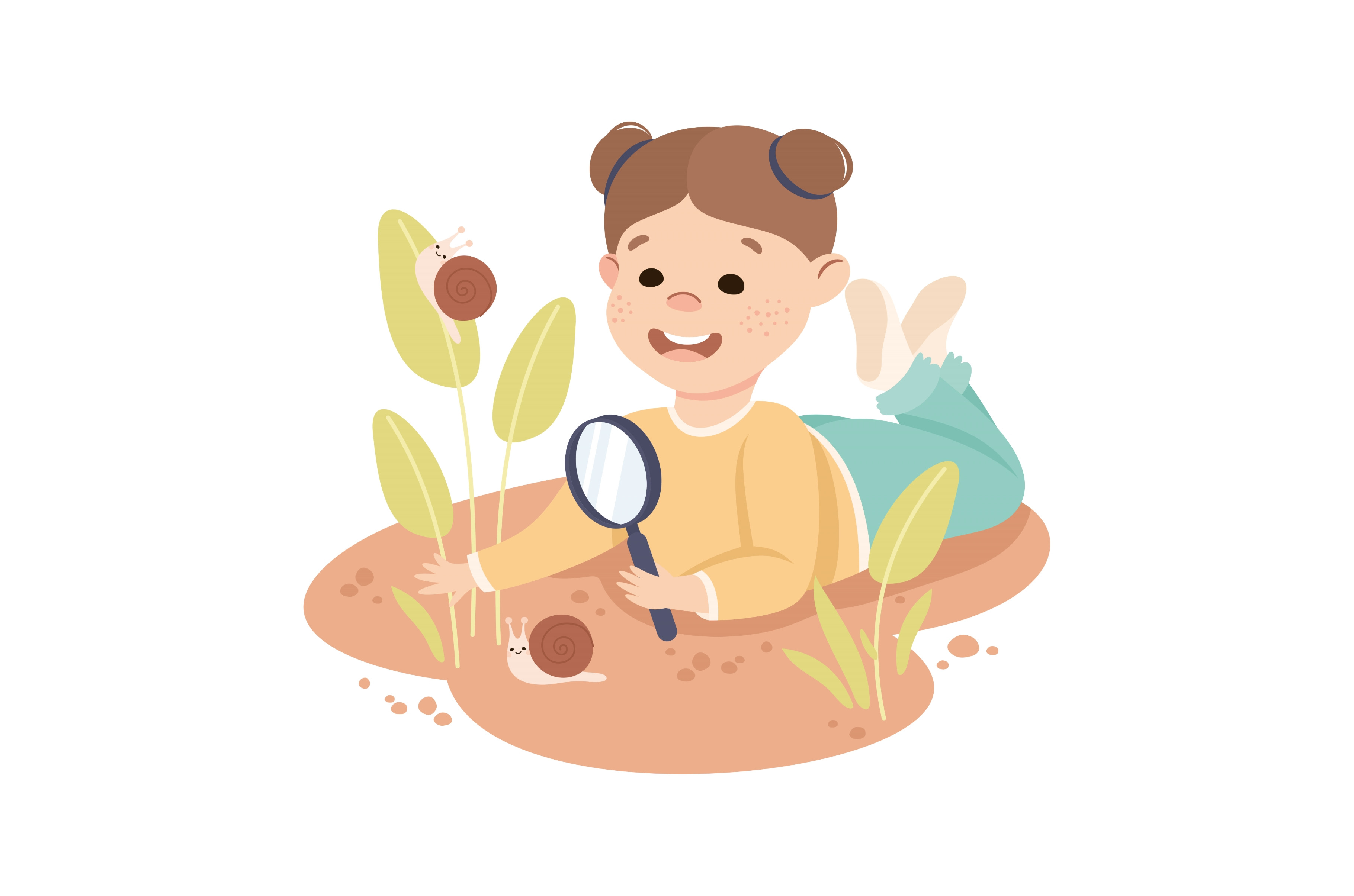 Cute Girl Lying on the Ground | Education Illustrations ~ Creative Market