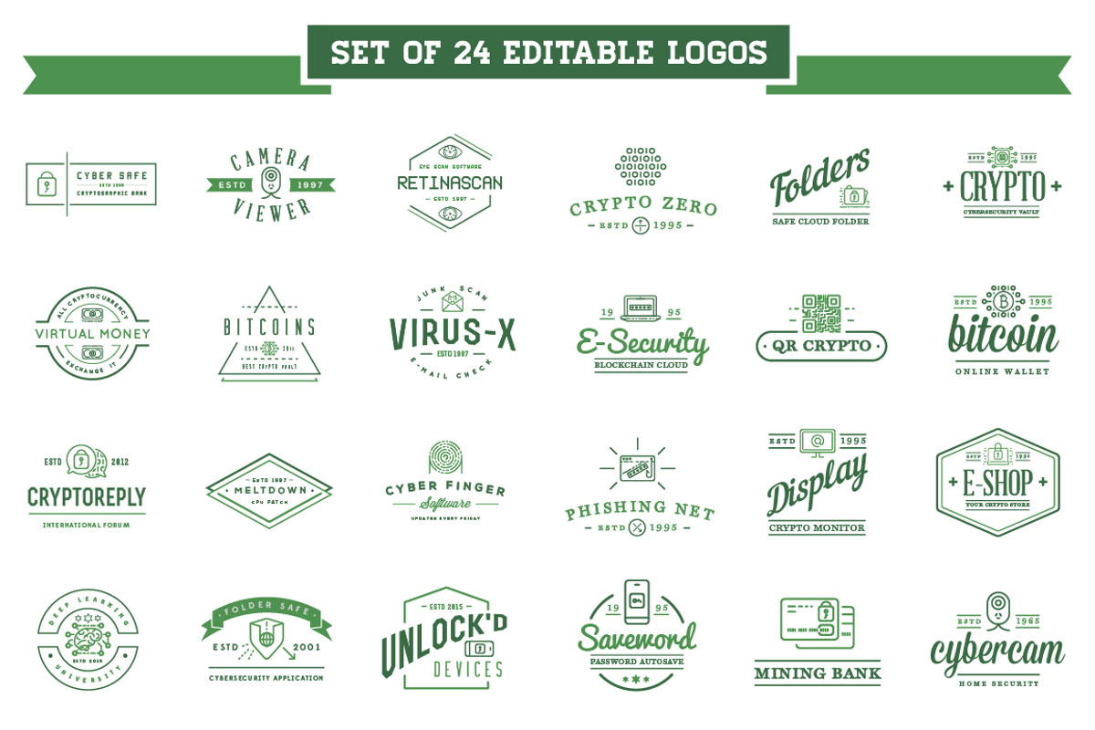 Cyber Security Logos and Icons Set, a Branding & Logo Template by Ckybe ...