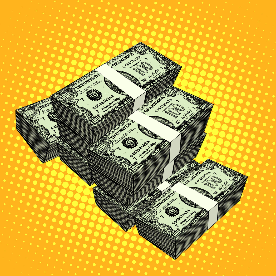 Money bundle of dollars, a Finance Illustration by studiostoks