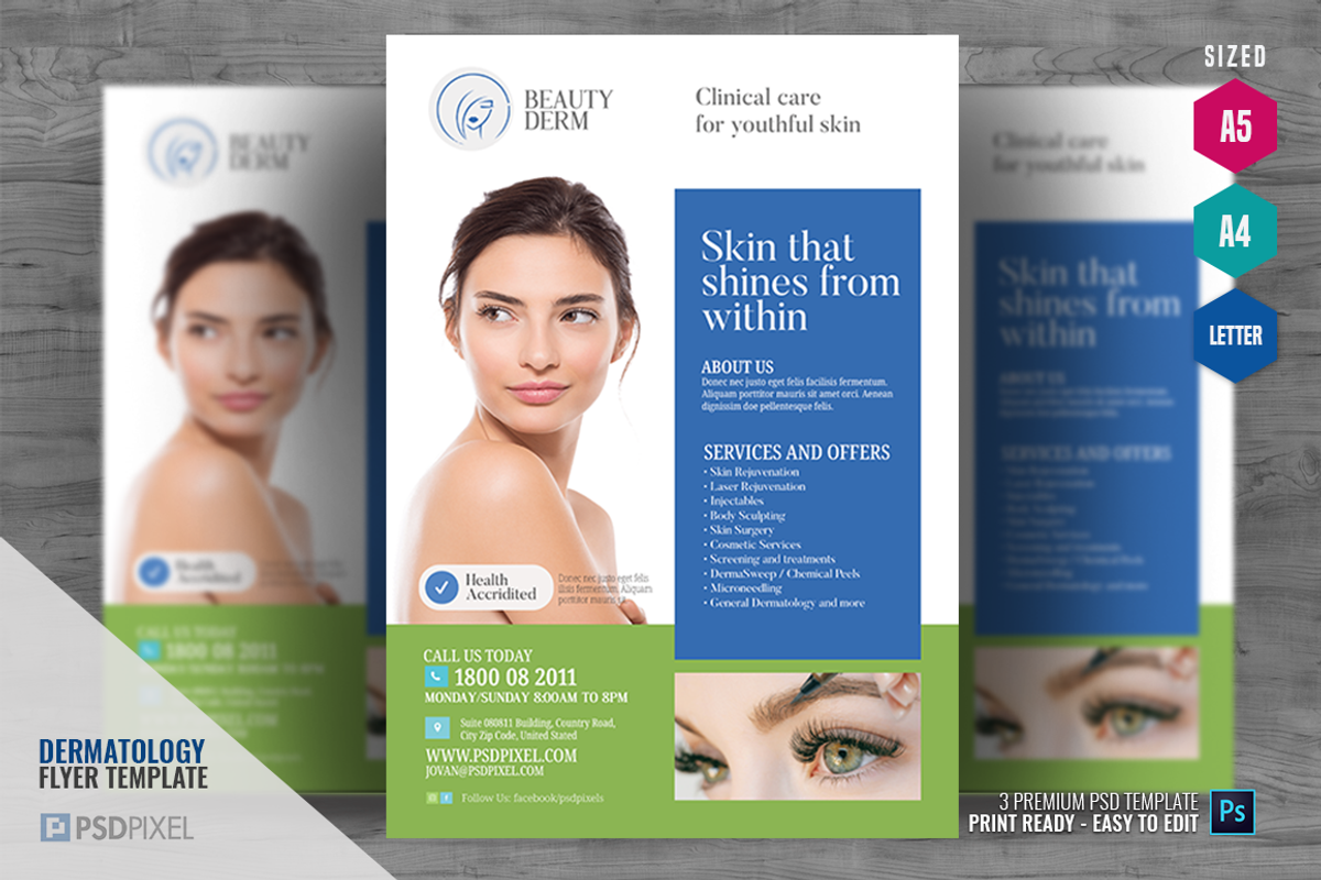 Dermatology Services flyer, a Flyer Template by PSDPixel
