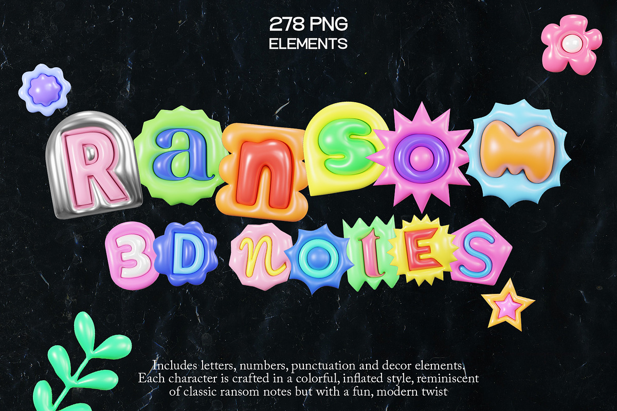 3D Ransom Notes Inflated Graphics, a Graphic by LarysaZabrotskaya
