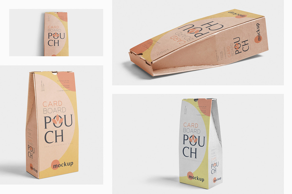 Cardboard Pouch Mockups, a Packaging Mockup by GfxFoundry