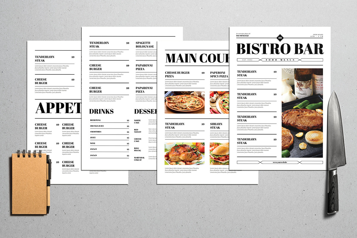 Newspaper Style Food Menus, a Templates & Theme by Guuver