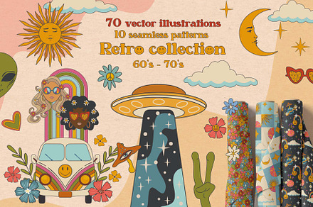 Retro 70's Vectors and Clipart | Illustrations ~ Creative Market