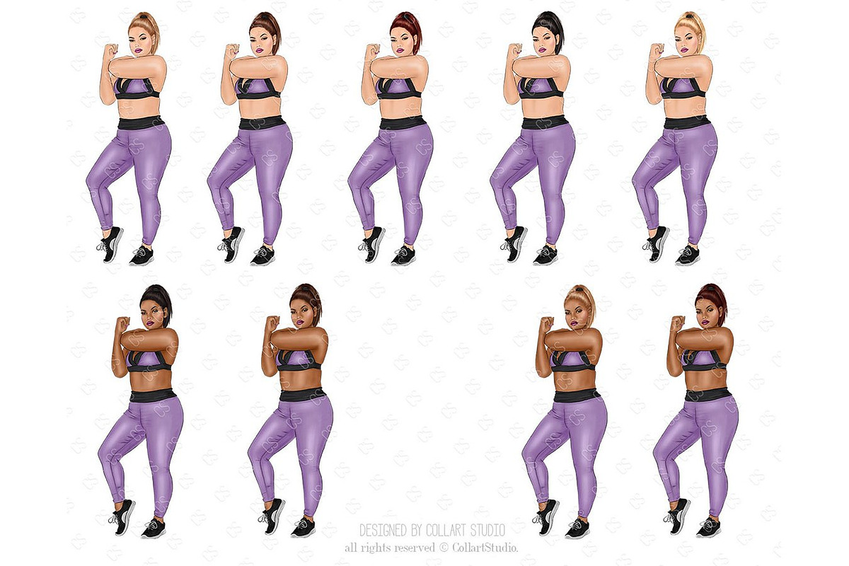 Fitness Girl Clip Art, Gym, a Healthcare Illustration by Collart Studio