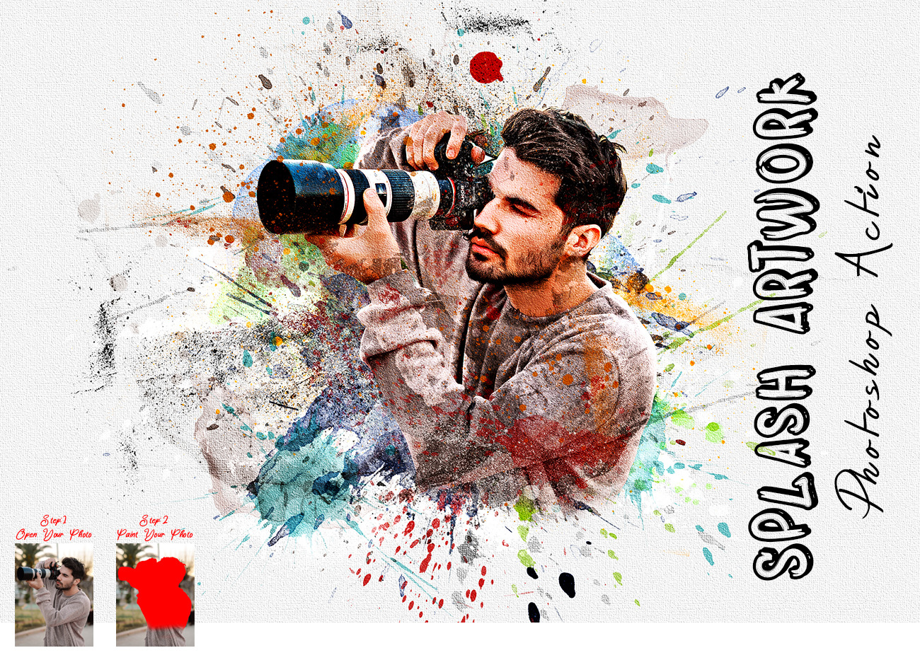 Splash Artwork Photoshop Action, an Action Add-On by Studio Retouch