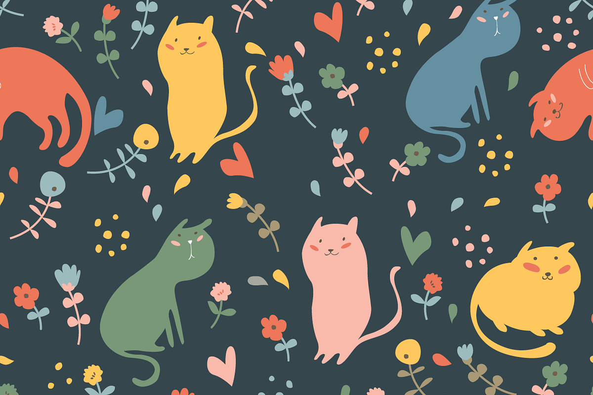 Cats patterns, a Pattern Graphic by Perepelitsa