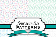 Four seamless pattern with crystal | Graphic Patterns ~ Creative Market