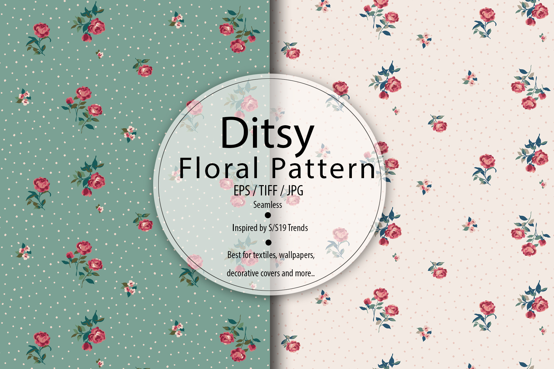 Romantic Ditsy Rose Pattern, a Pattern Graphic by IndiPixi
