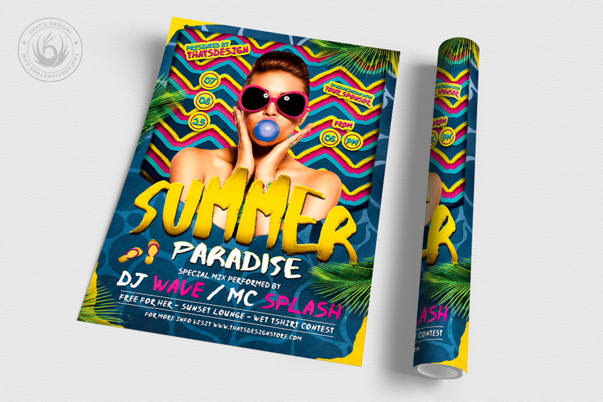 Summer Paradise Flyer Template, a Flyer Template by ThatsDesign Art
