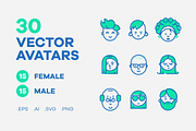 Vector collection of 30 avatar icons, an Outline Icon by Woorkshop