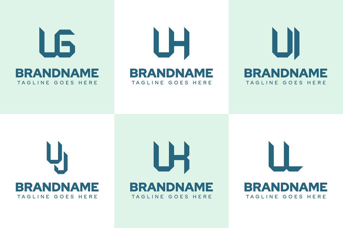 Letters UG UH UI UJ UK UL Logo Set