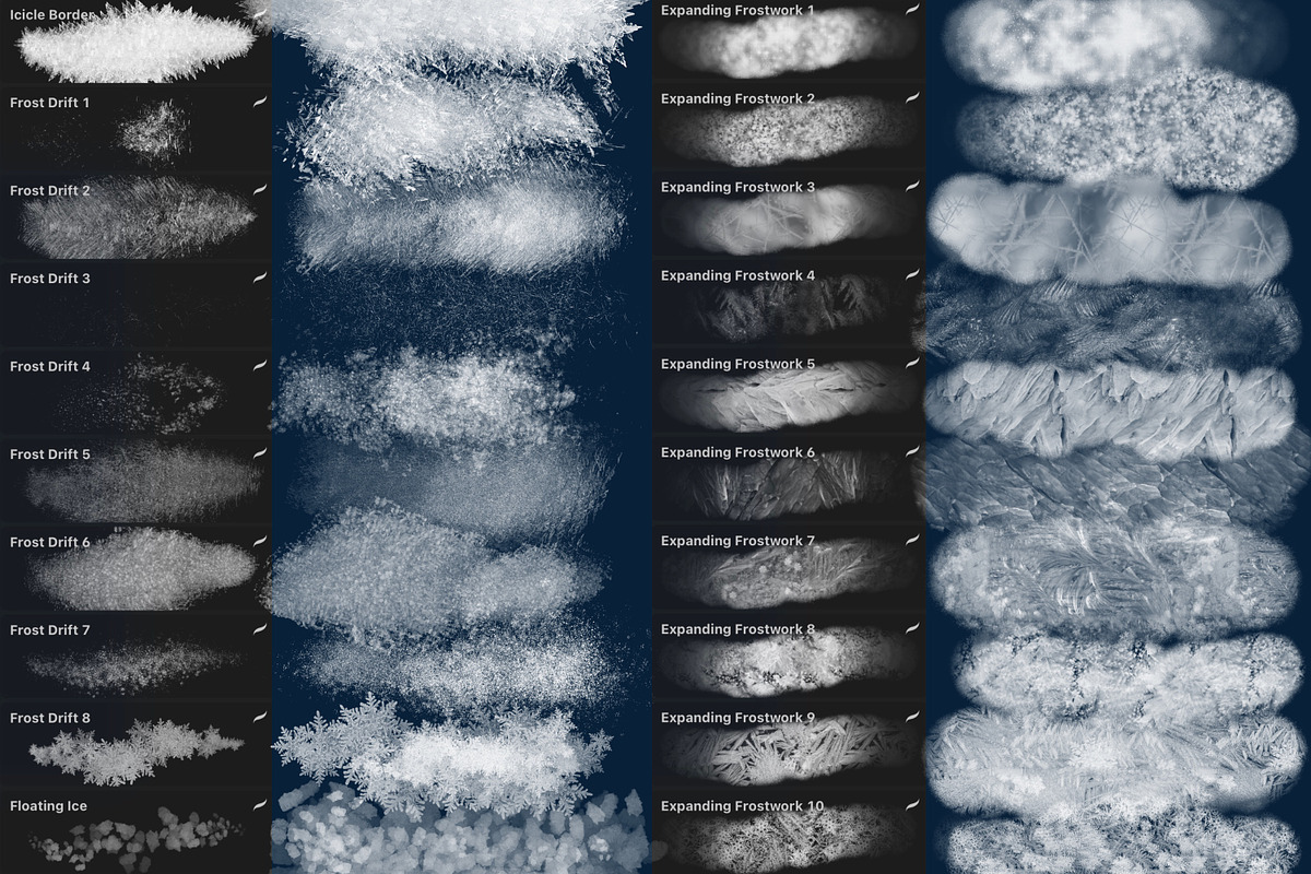 112 Winter Chill Procreate Brushes, a Brush Add-On by OlgaRom