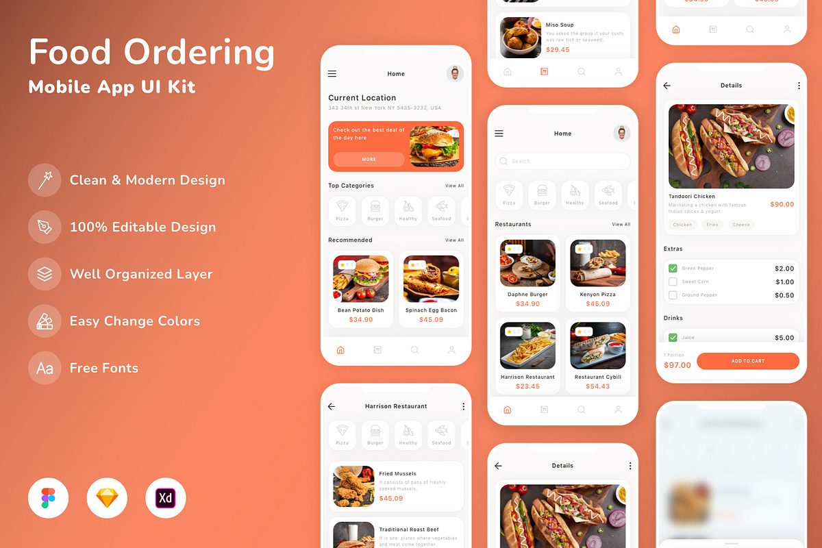 Food Ordering Mobile App UI Kit, an UI Kit Template by Betush