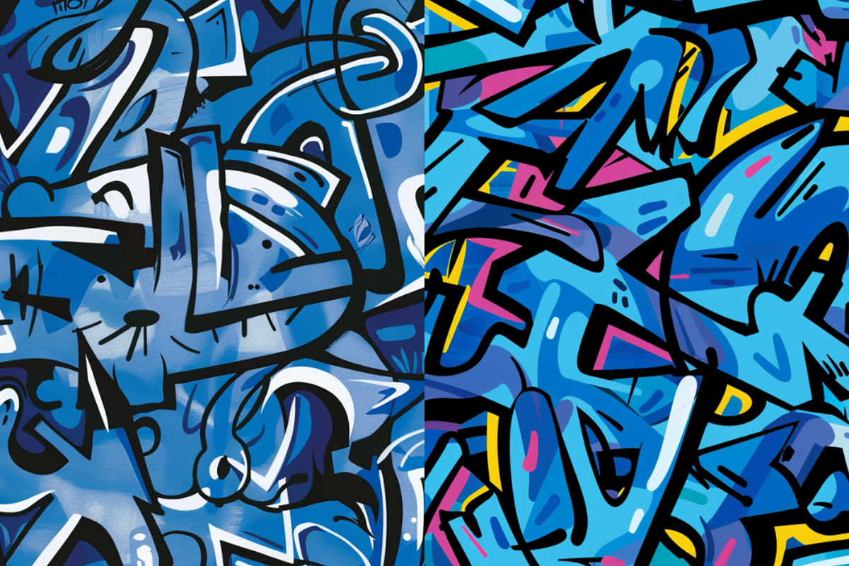 Blue Graffiti Seamless Patterns