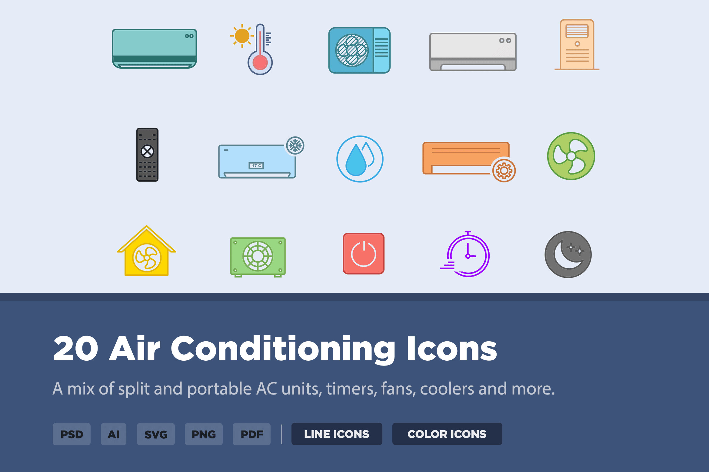 20 Air Conditioning & Fan Icons, an Icon by Creative VIP