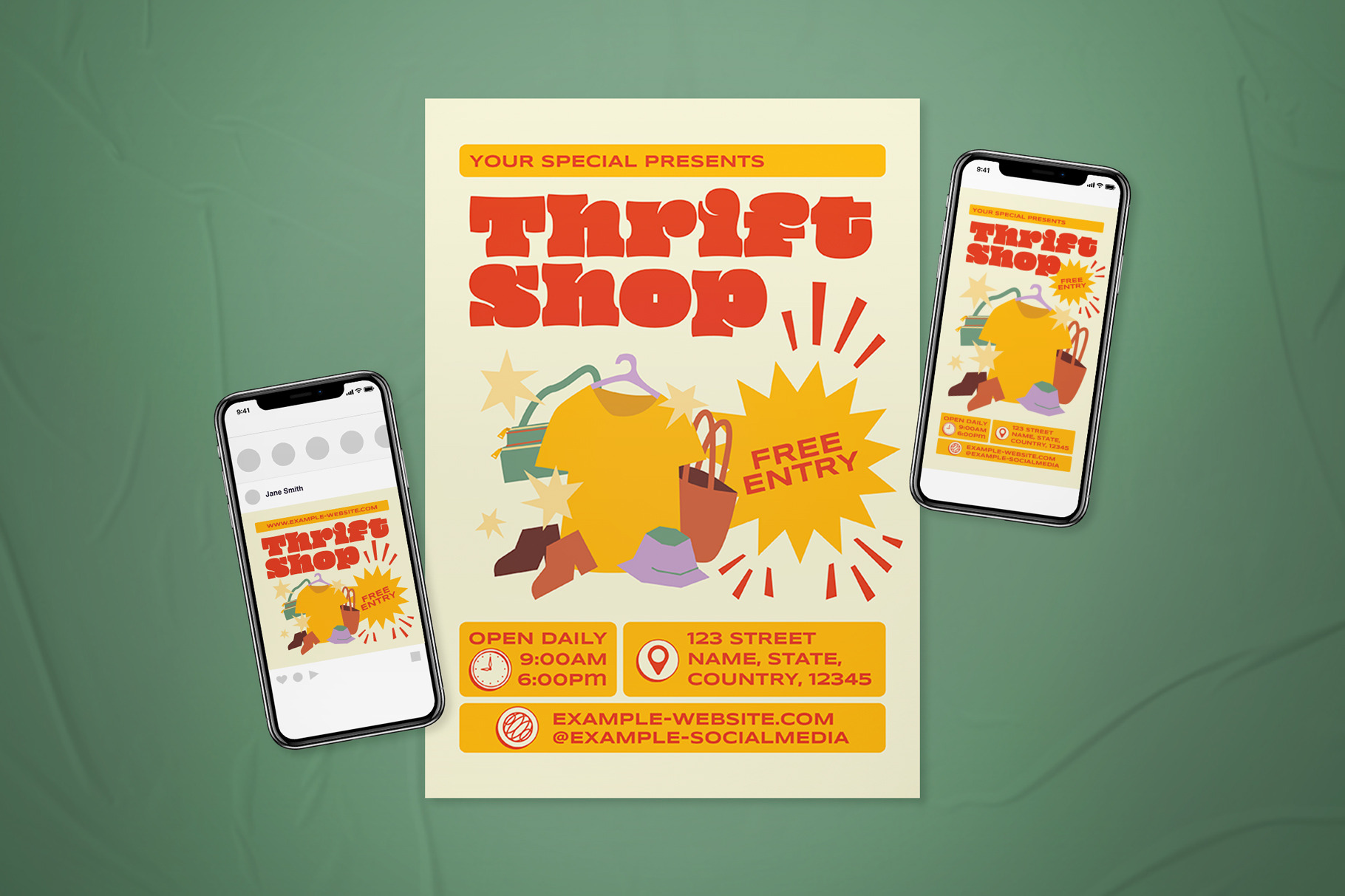 Thrift Shop Flyer Set, a Flyer Template by The Good Store