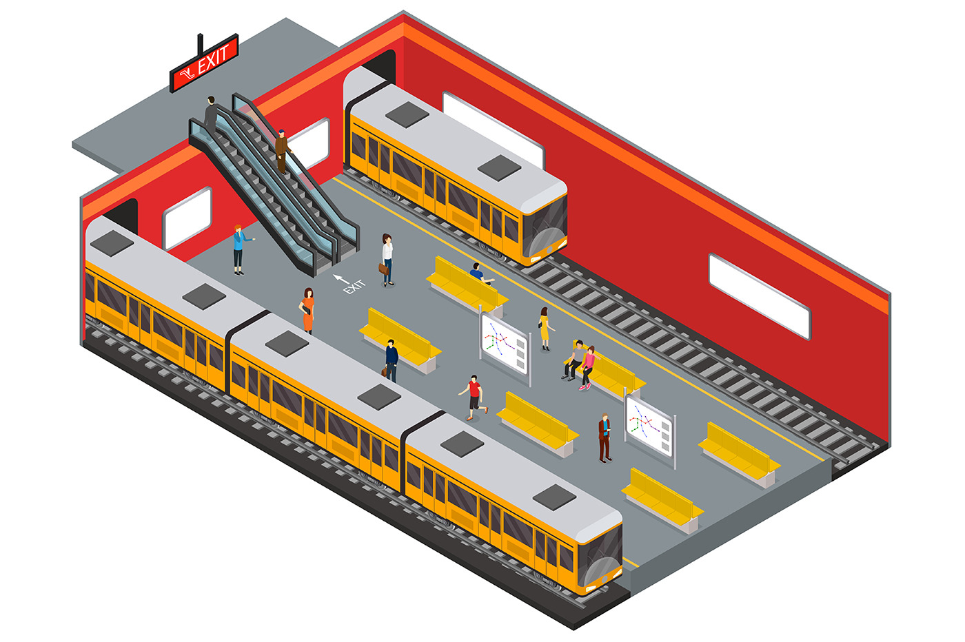 Depicting Subway Station Isometric, a Person Illustration by Bigmouse_art