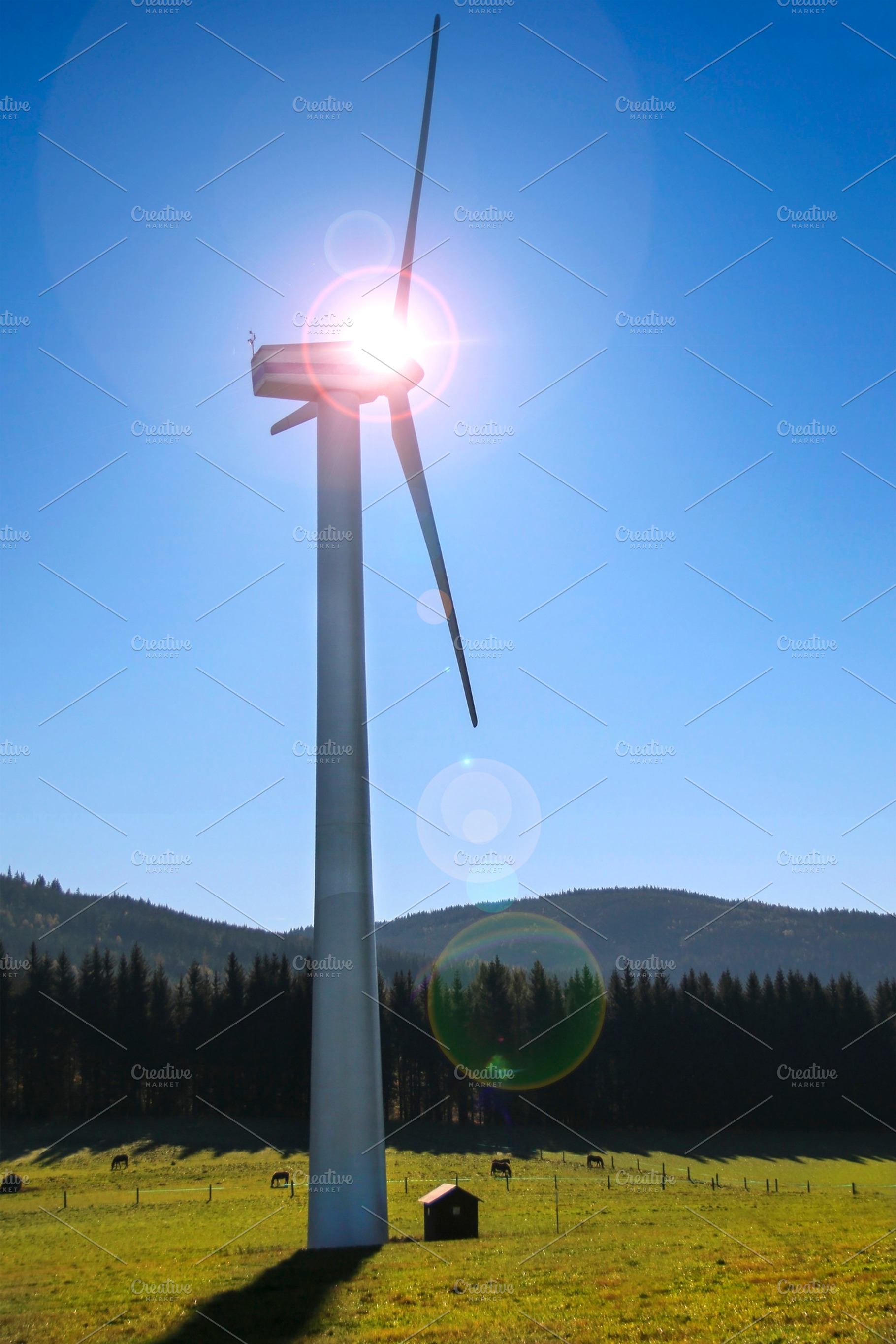 Wind turbine with sky and sun, a Technology Photo by Tomas Luka ...