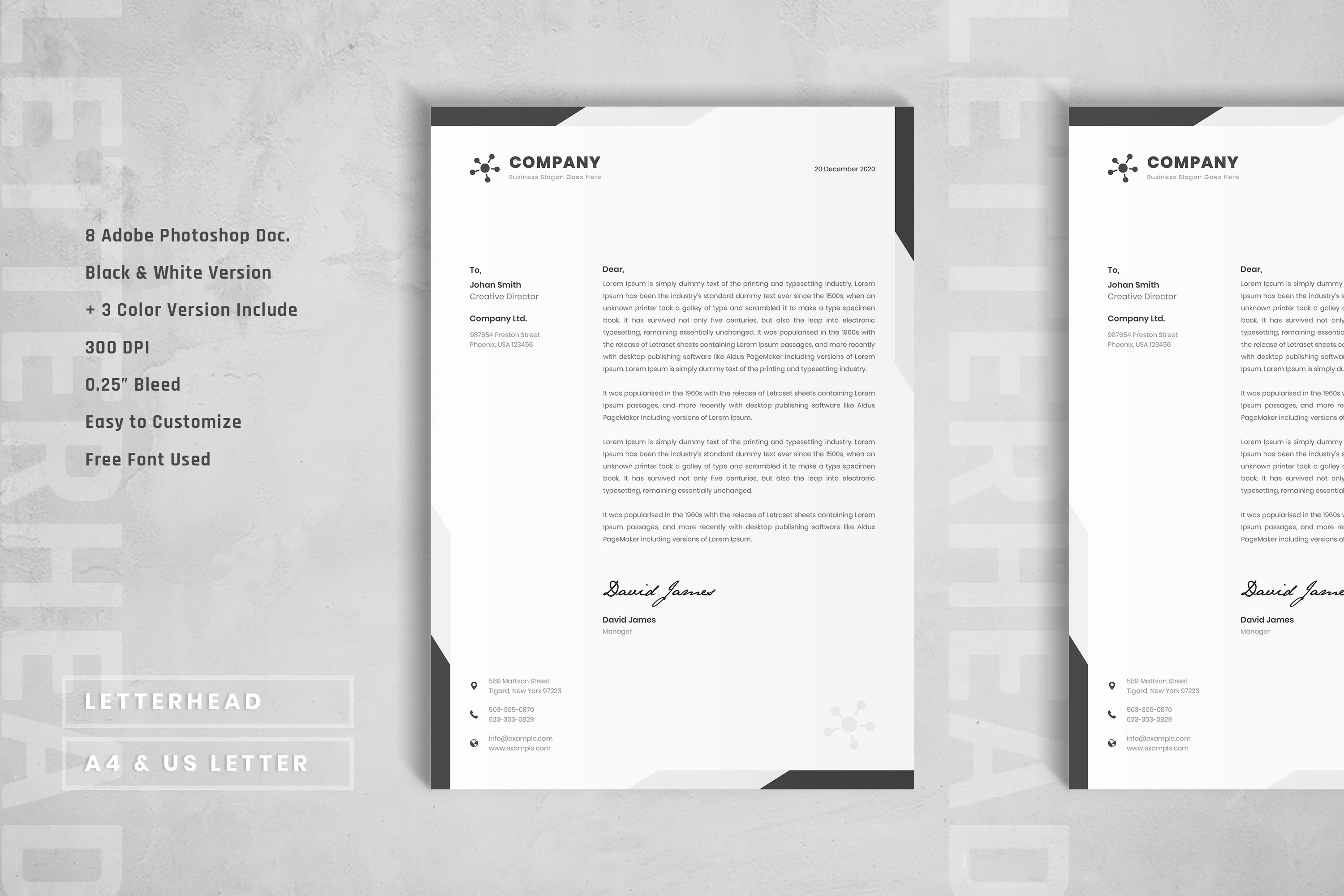 Simple Letterhead Template, a Stationery Template by Amit Debnath
