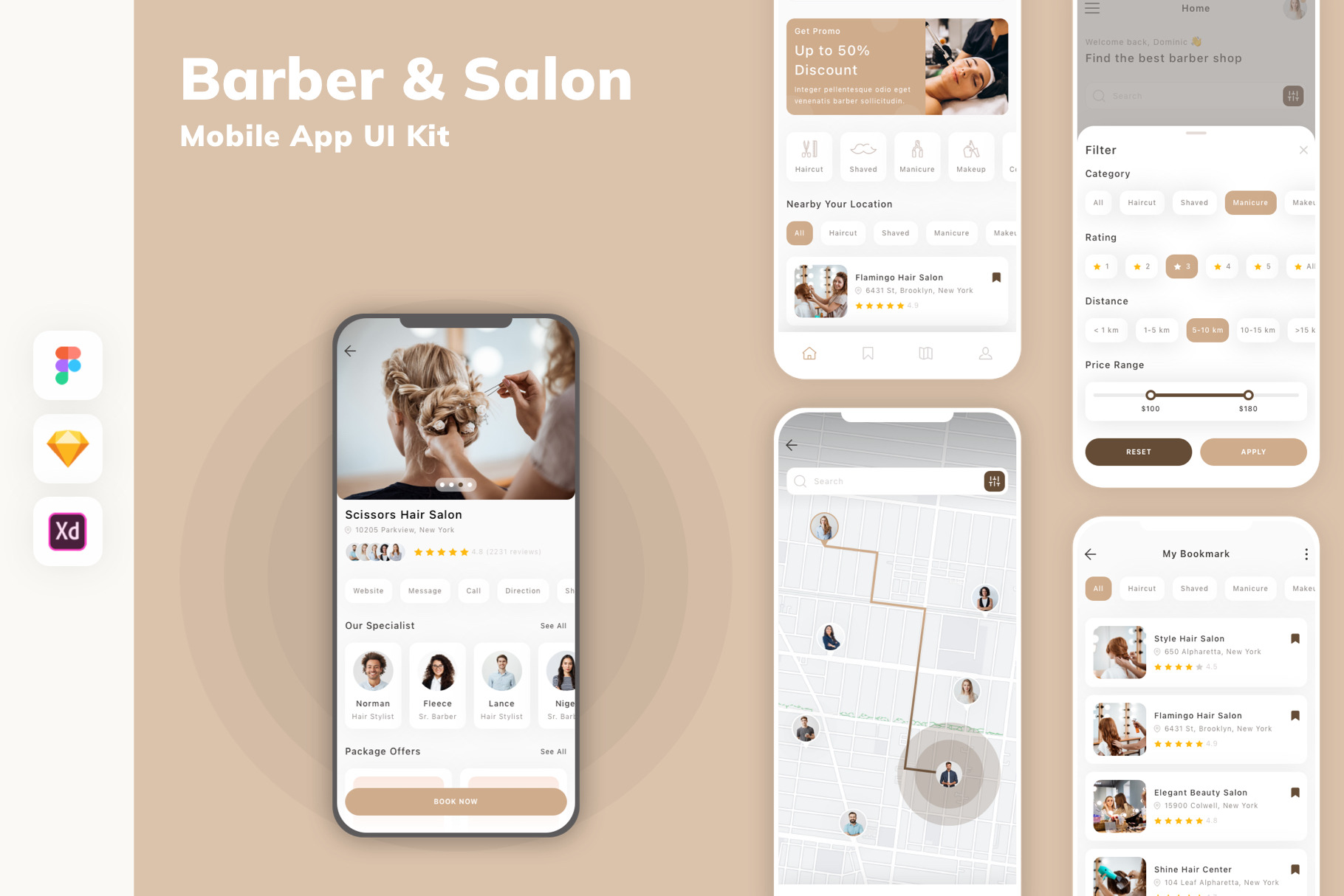 Barber & Salon Mobile App UI Kit, an UI Kit Template by uicube