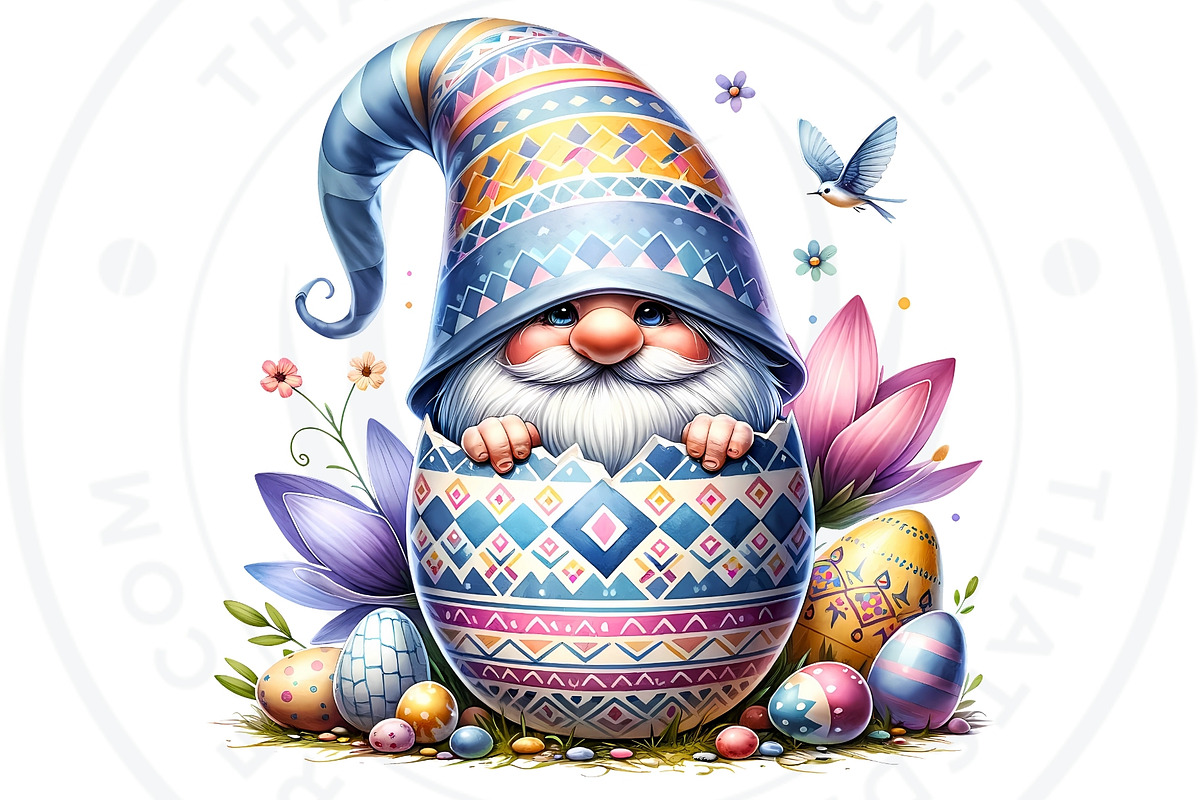 Easter gnomes clipart V1, a Seasonal Illustration by ThatsDesign Art