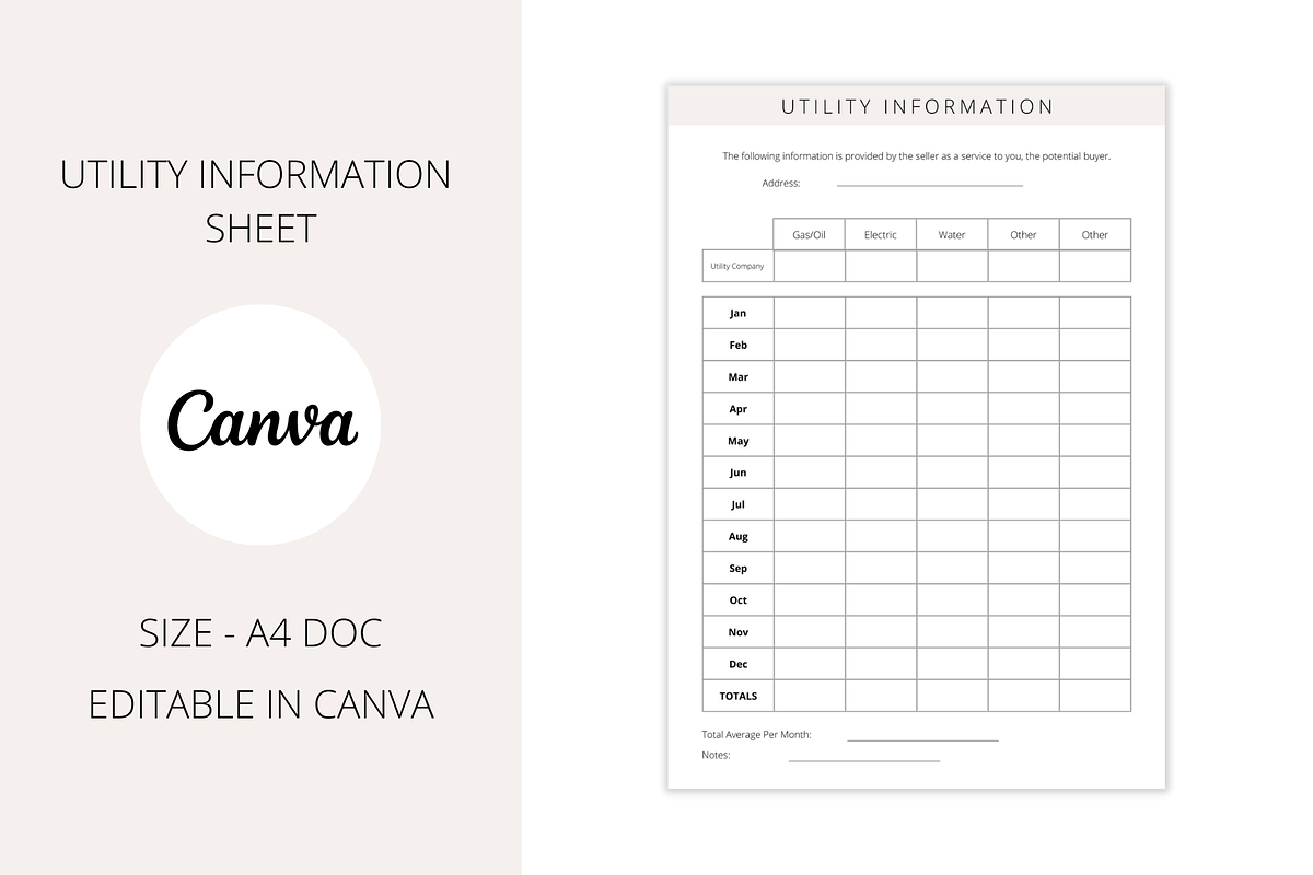 Utility Information Sheet