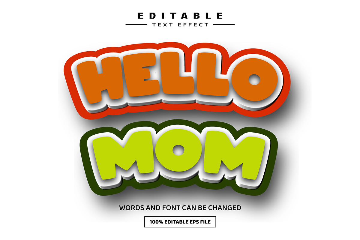 Hello mom 3D editable text effect | Creative Market