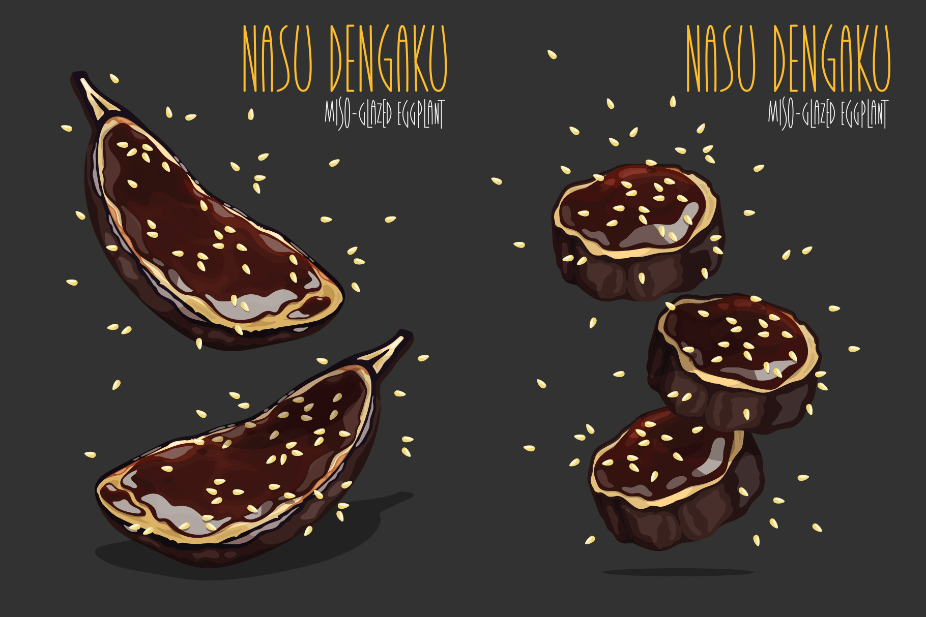 Nasu Dengaku. Vector illustration, a Food Illustration by AKOMIX