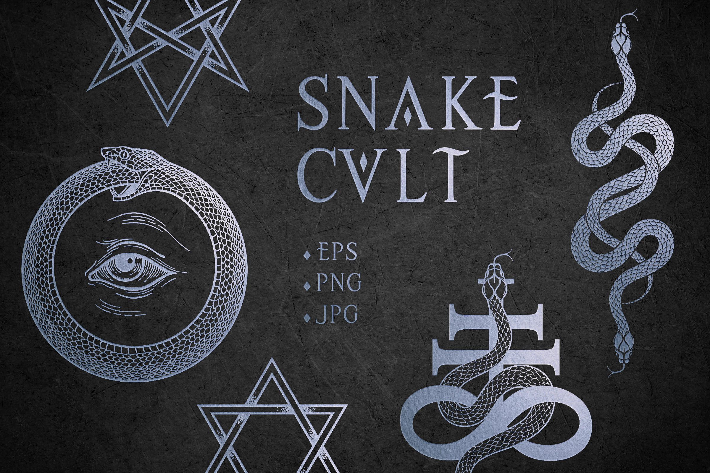 Snake Cult vector elements, an Illustration by Croisy