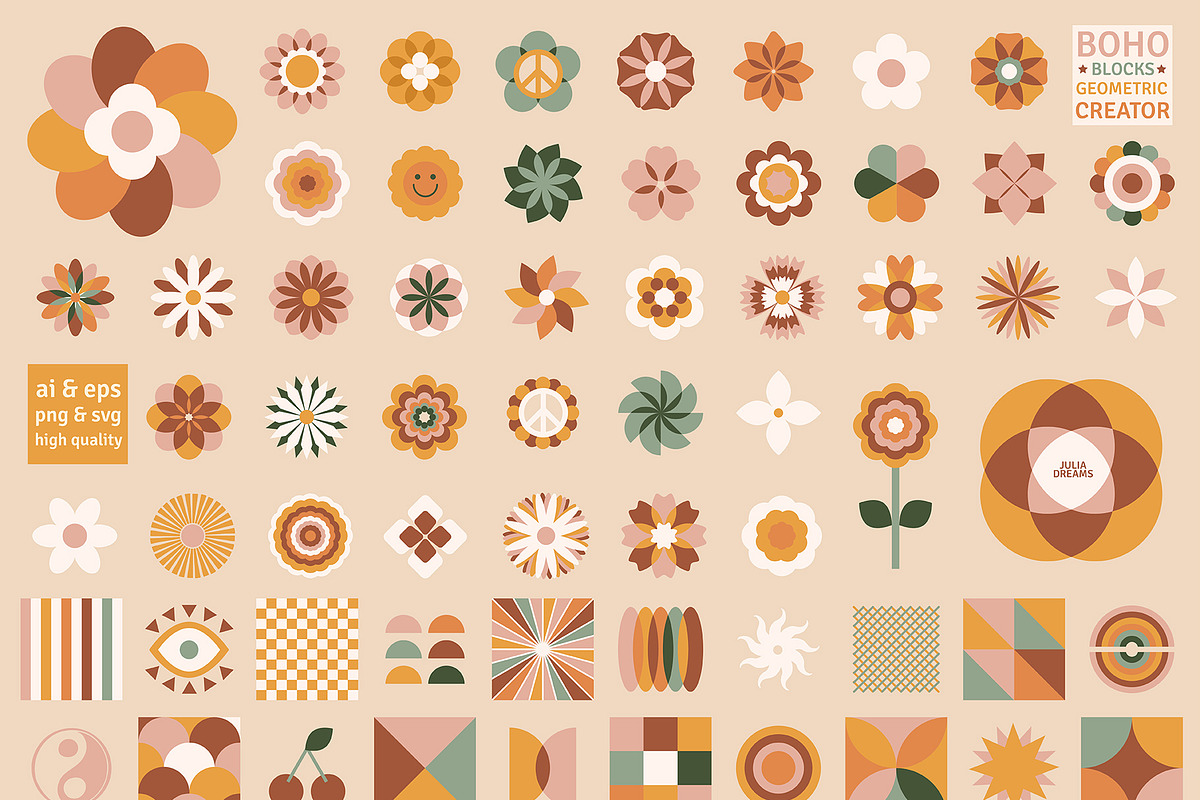 Boho Blocks Geometry Creator, an Object Graphic by Julia Dreams