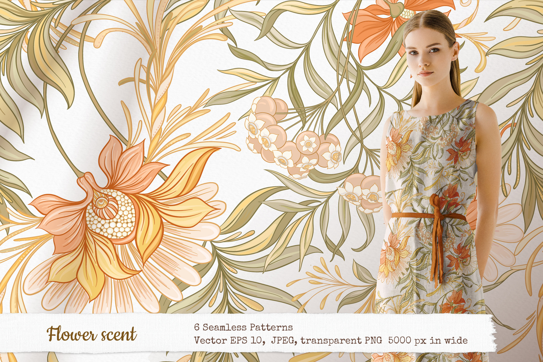 Flower Scent - 6 Seamless Patterns, a Pattern Graphic by Elen-Lane