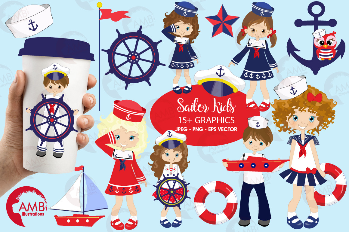Nautical Kids, AMB-893, a Pattern Graphic by AMBillustrations