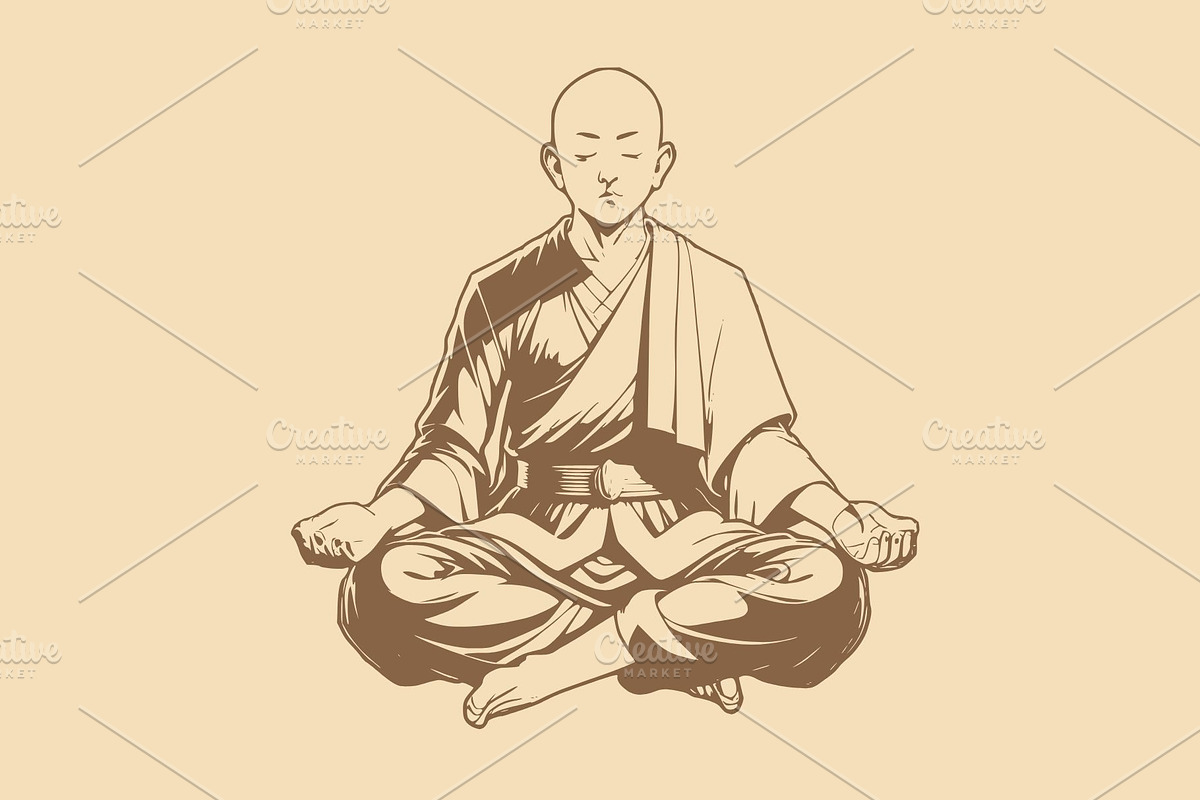 Meditating Monk SVG | Creative Market