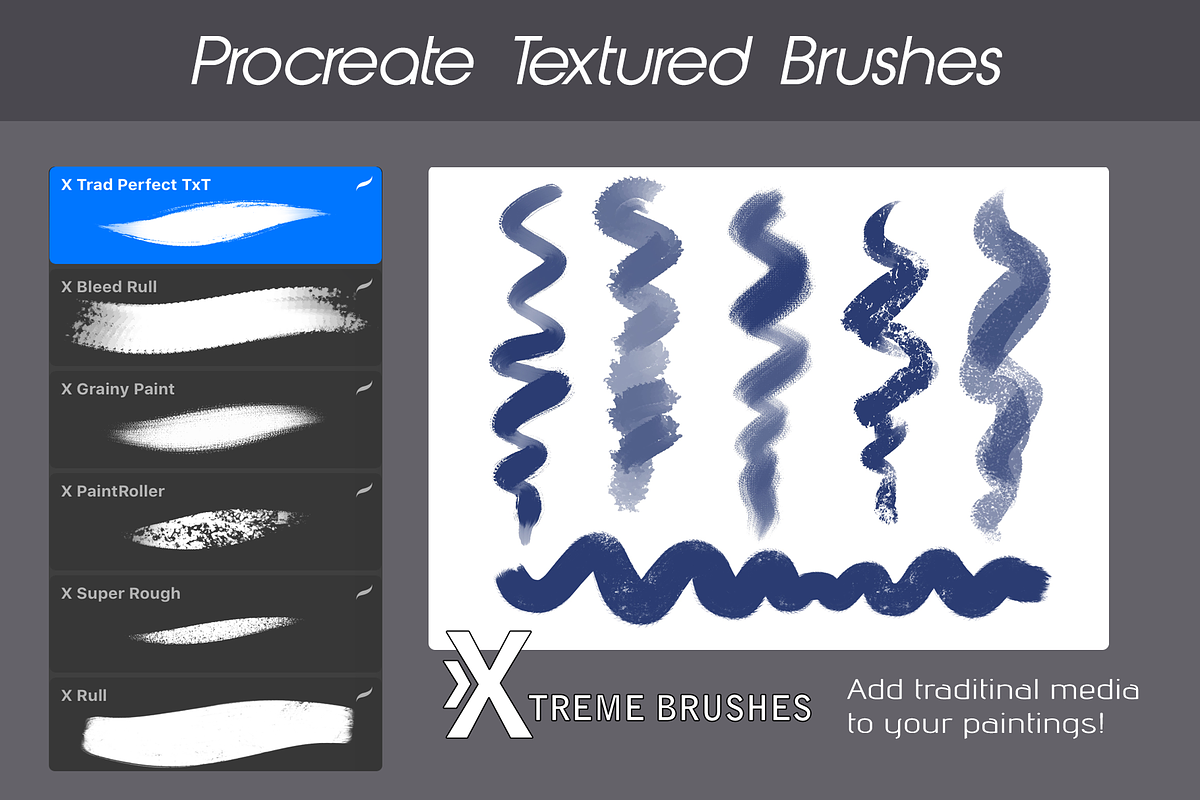 Procreate Textured Brushes, a Brush Add-On by Extreme Brushes