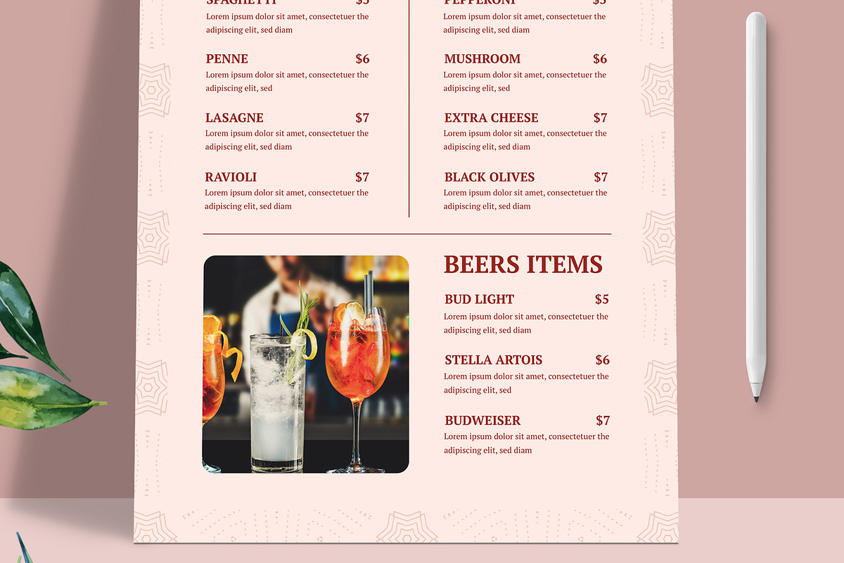 Food Menu Template Layout