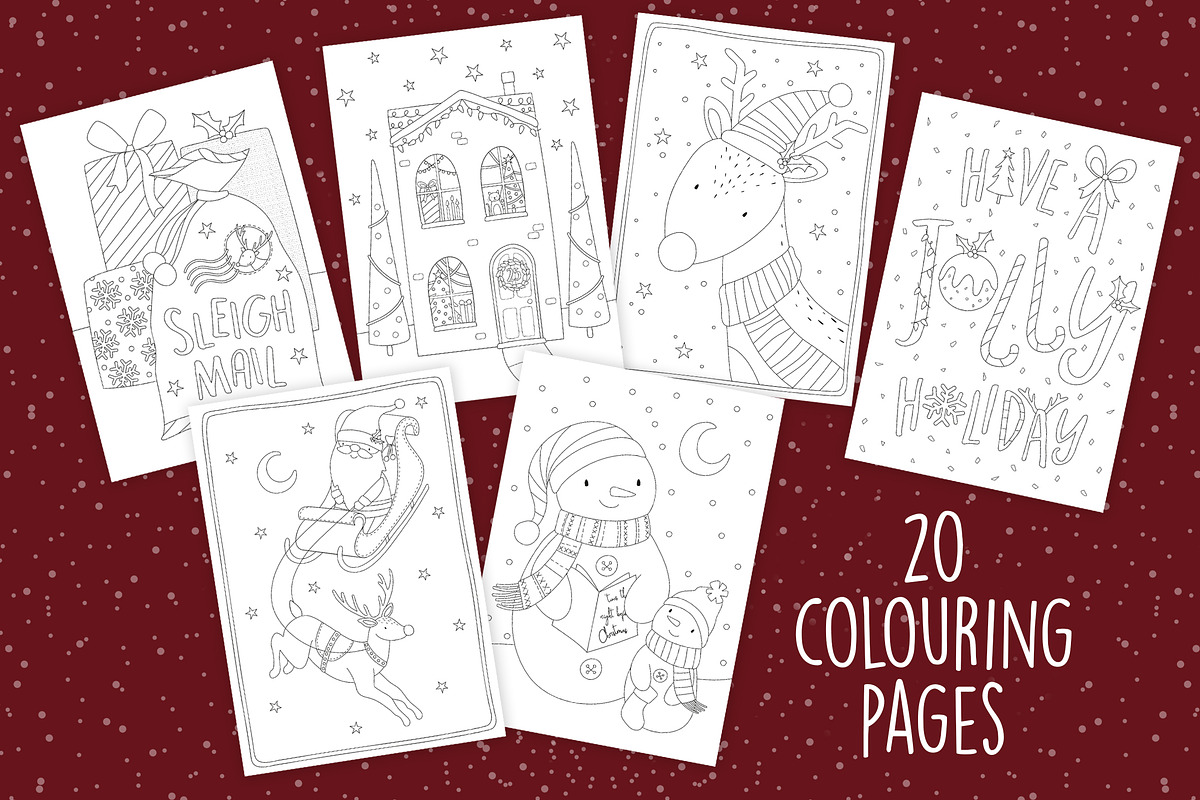 Christmas Colouring Pages - Download, an Illustration by Doodle Dibs