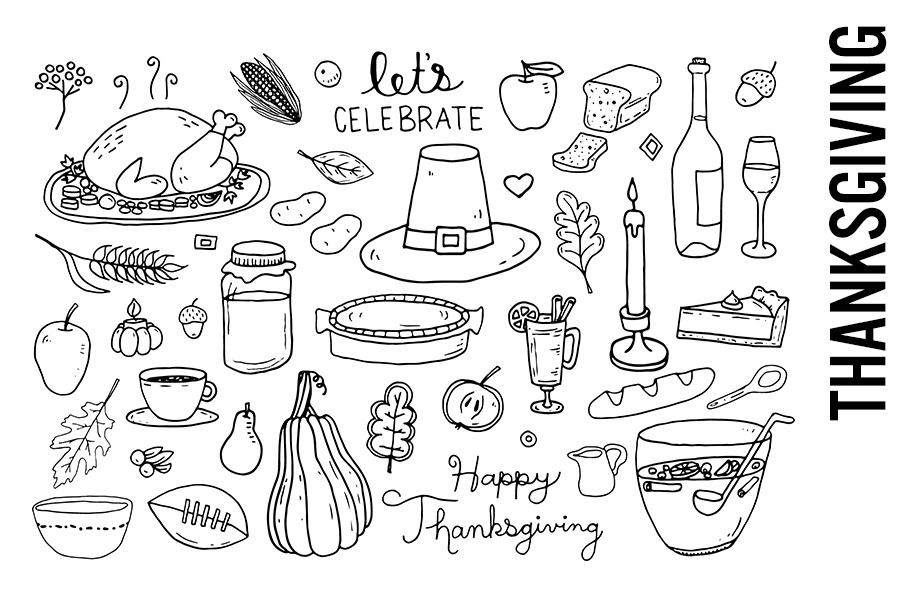 Thanksgiving Doodle Clipart, an Illustration by Pepper