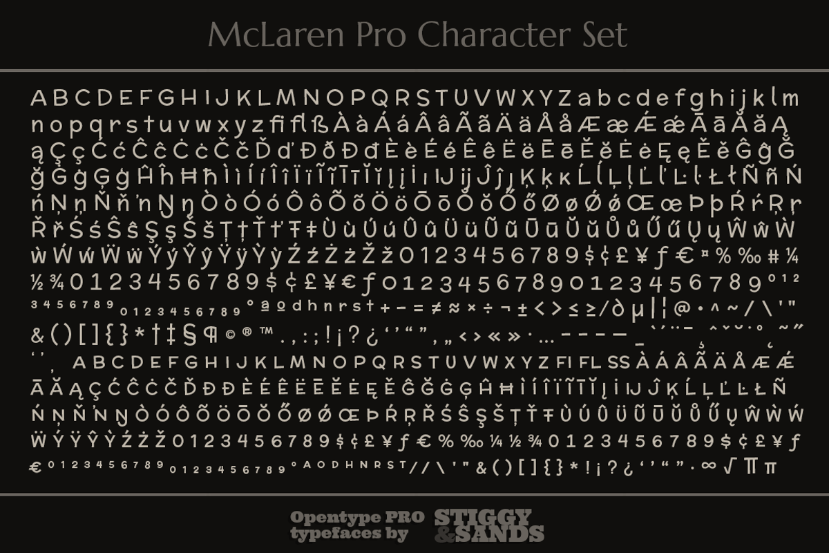 McLaren Pro, a Sans Serif Font by Stiggy & Sands