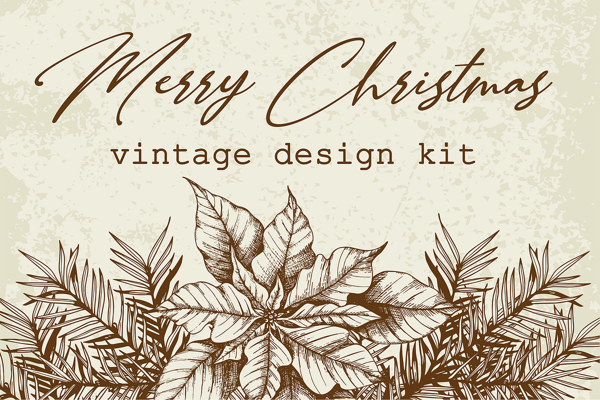 Merry Christmas Vintage Design Kit, a Decorative Illustration by Artspace