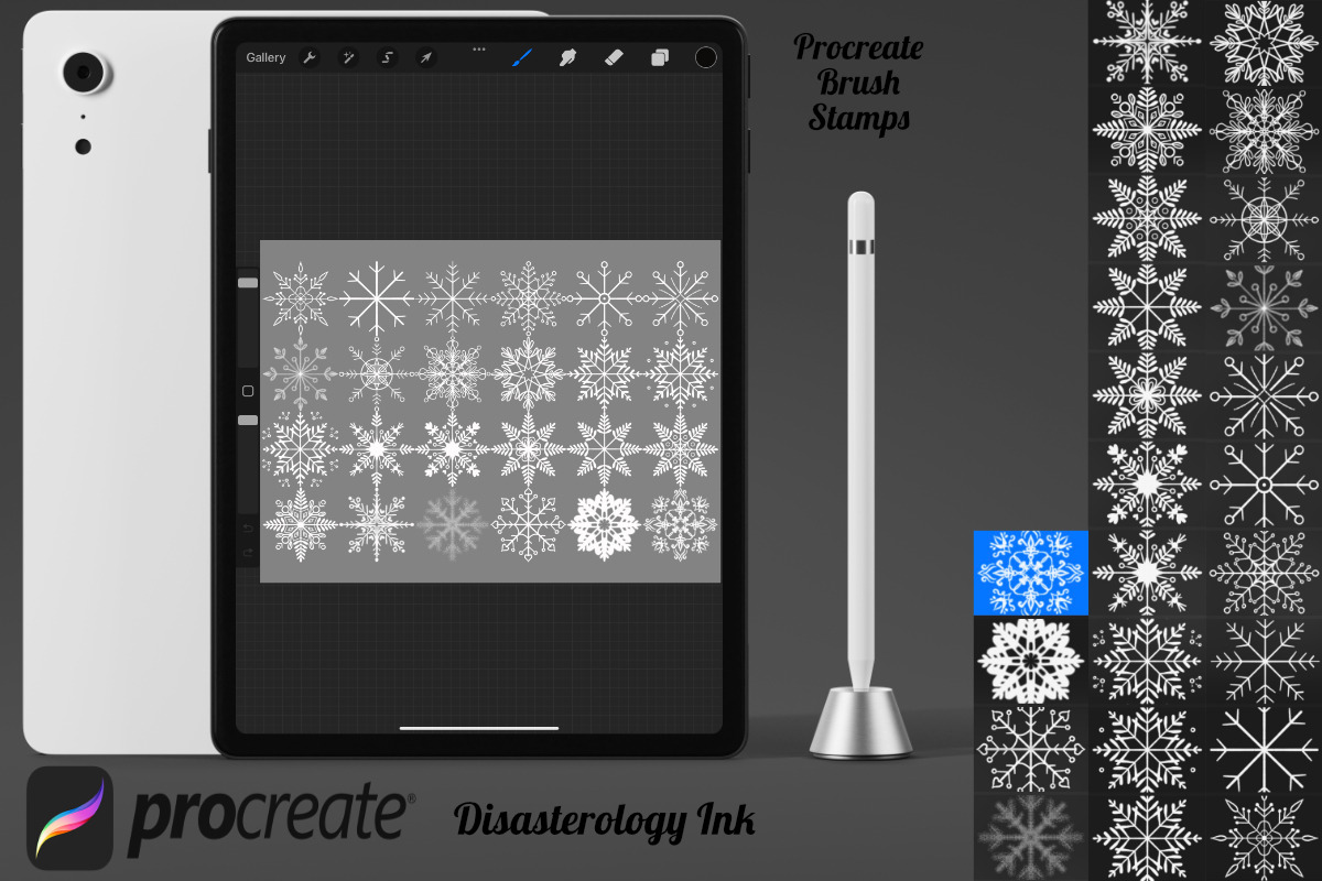 Snowflakes Set 1 Procreate Brush, a Brush Add-On by Disasterology Ink